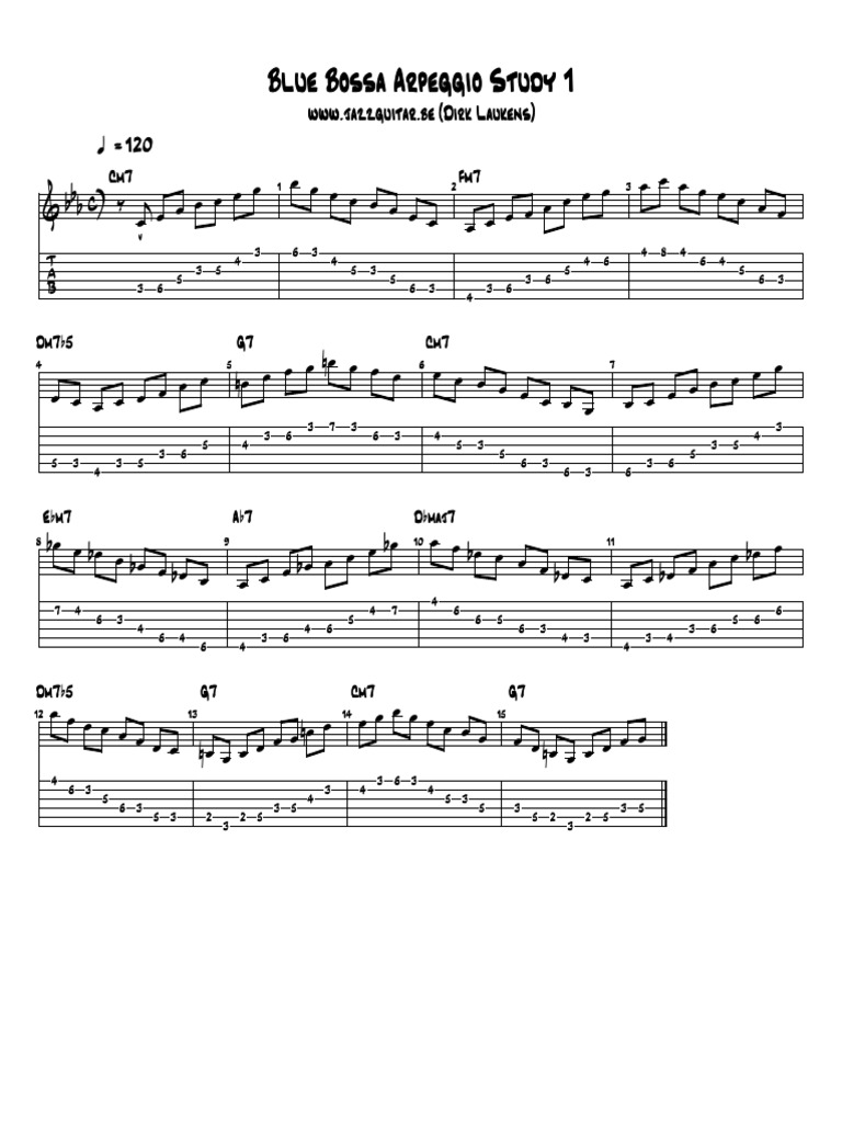 Blue Bossa Guitar Arpeggio Study | PDF