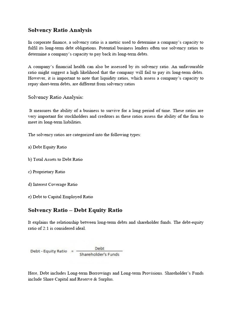 Solvency Ratio Analysis | PDF | Equity (Finance) | Financial Capital