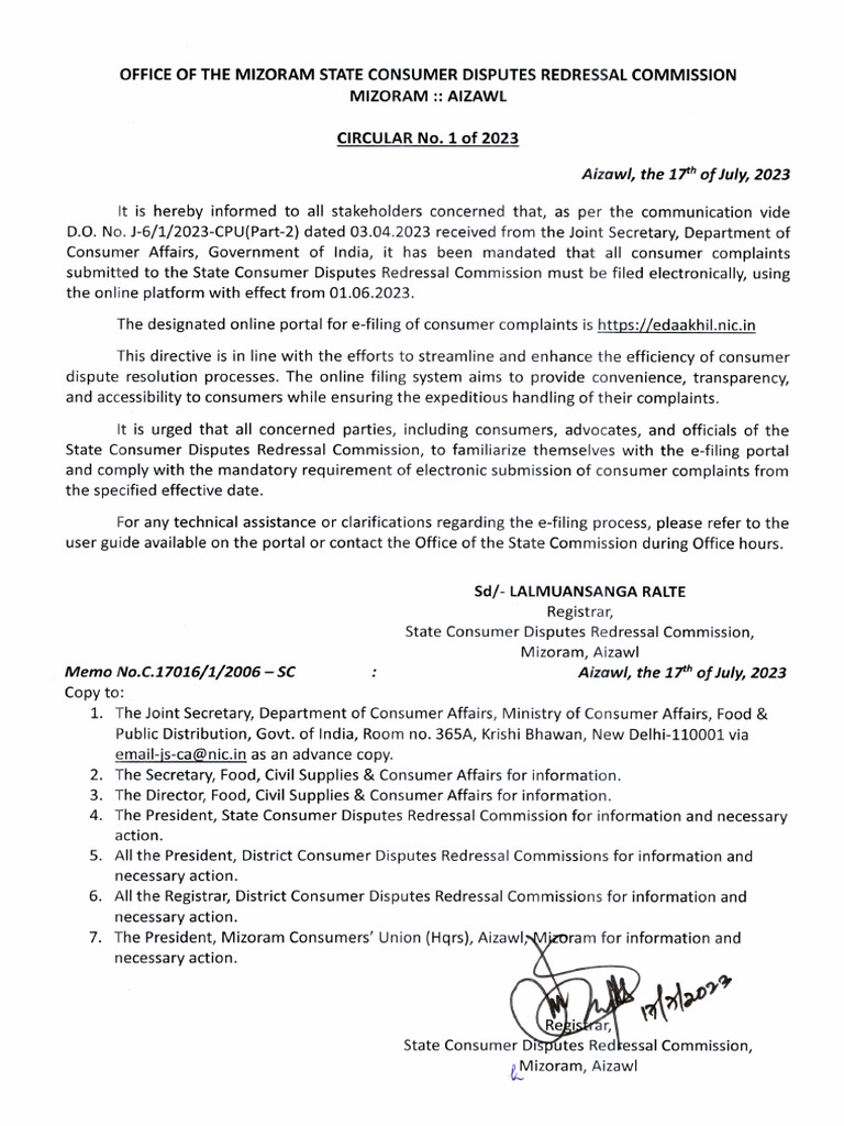 E-Filing in SCDRC | PDF