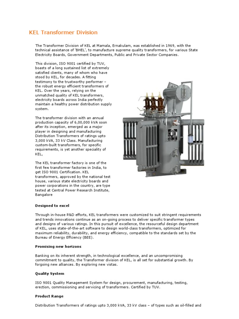 KEL Transformer Division | PDF | Transformer | Efficient Energy Use