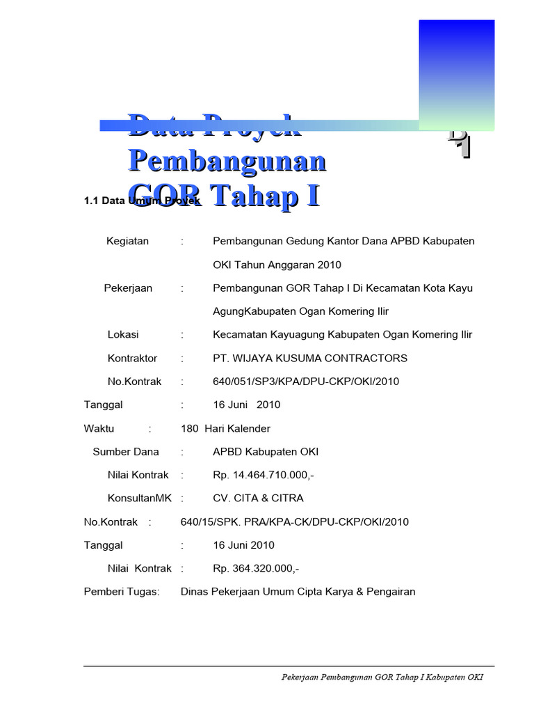 Contoh Laporan Konstruksi GOR | PDF