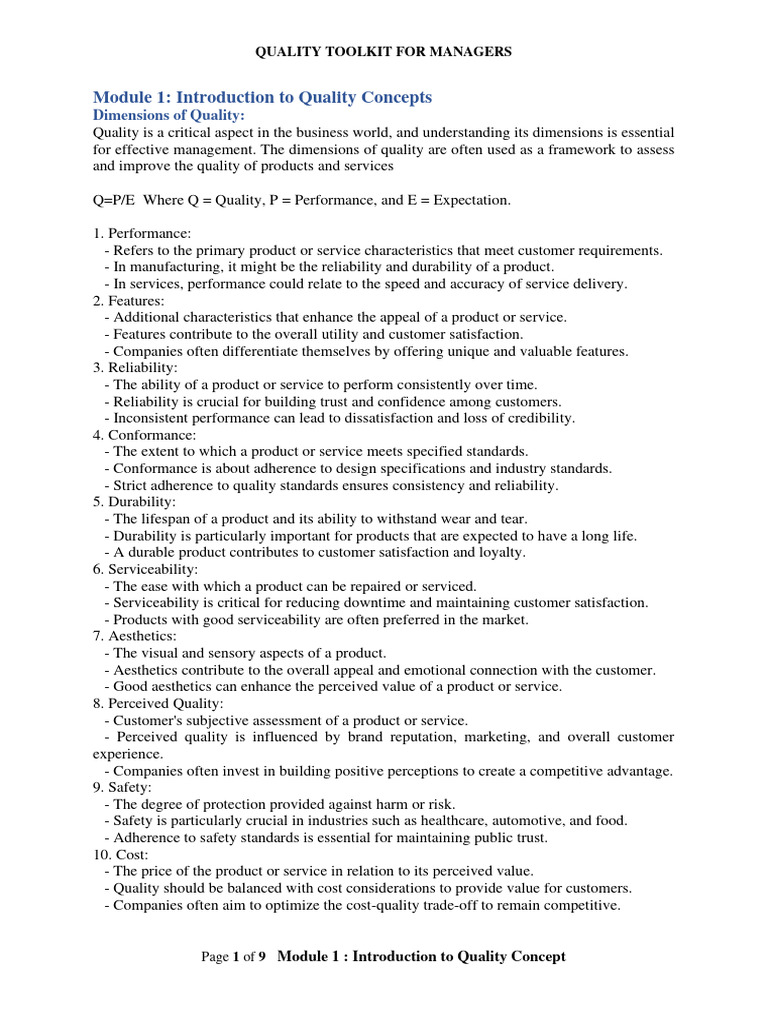 Quality Toolkit For Managers PDF | PDF | Quality Assurance | Quality ...