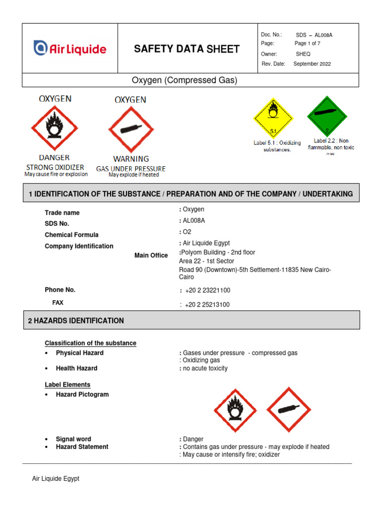 Msds O2 Compressed - 0 | PDF | Combustion | Oxygen