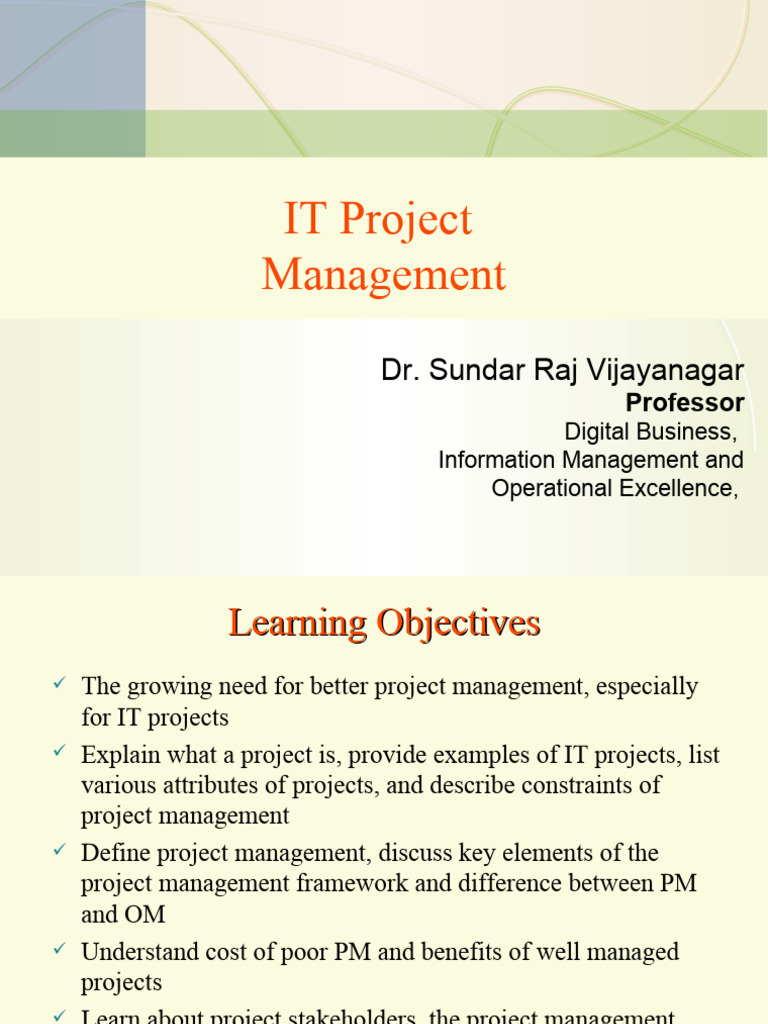 Introduction To IT Project Management | PDF | Project Management | Leadership