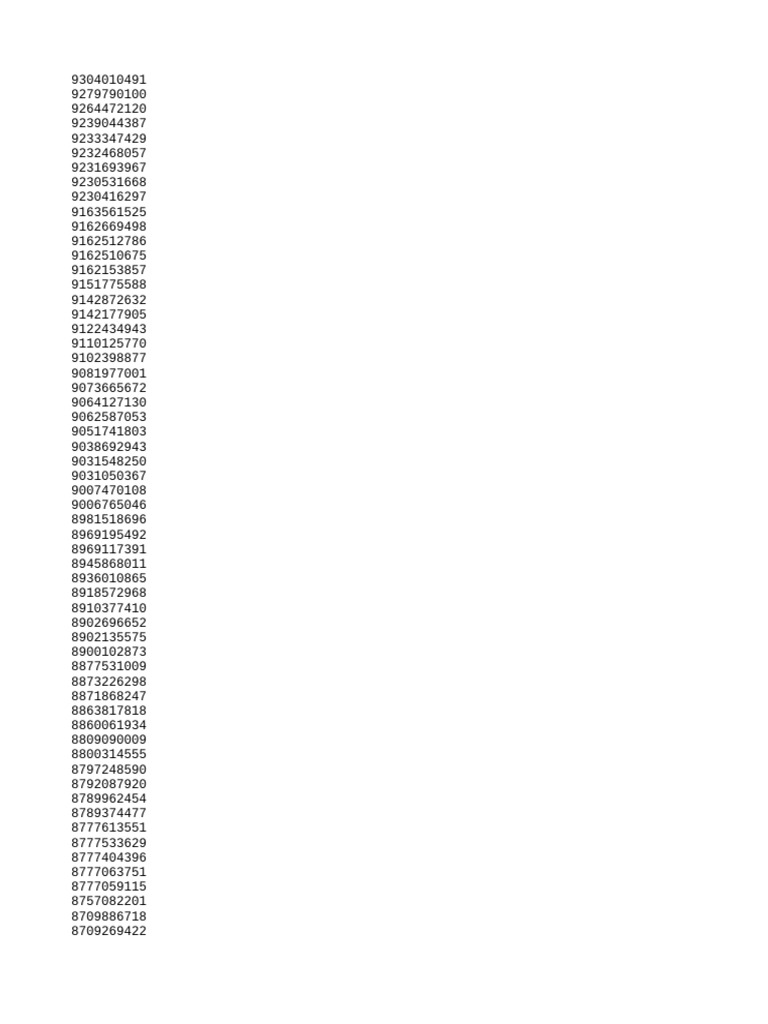 Numbers Text Sample | PDF Numbers Text Sample | PDF