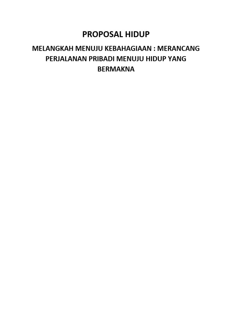 Proposal Hidup Menuju Kebahagiaan | PDF