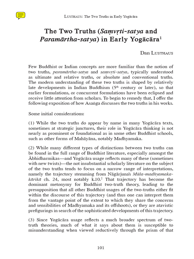 The Two Truths Savti Satya and Paramar | PDF