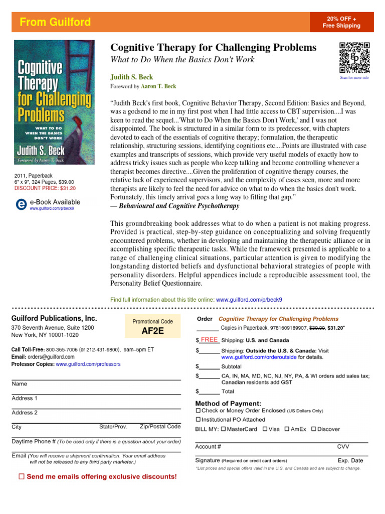 Cognitive Therapy For Challenging Problems | PDF | Cognitive Therapy | Psychotherapy