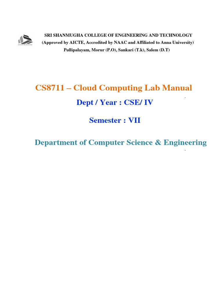 Cloudcomputinglabmanual Cse | Download Free PDF | Ip Address | Computer ...