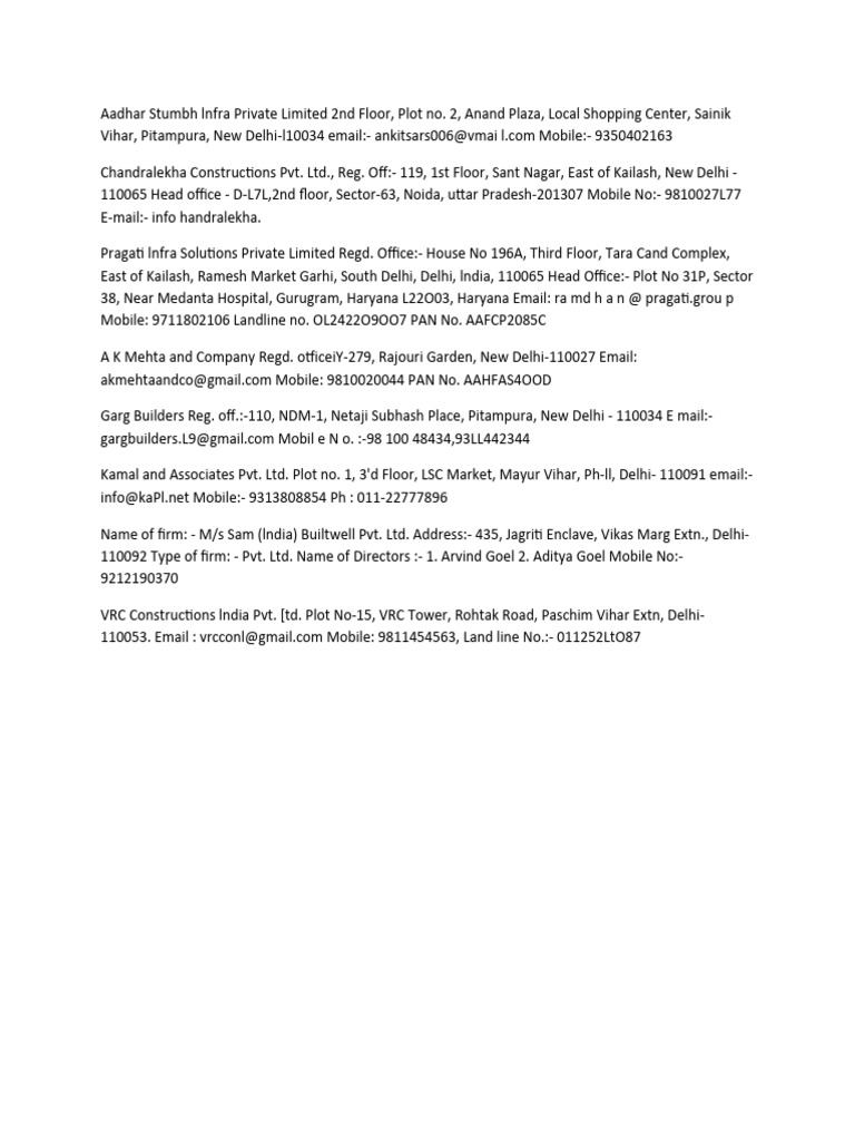 Aadhar Stumbh Lnfra Private Limited | PDF