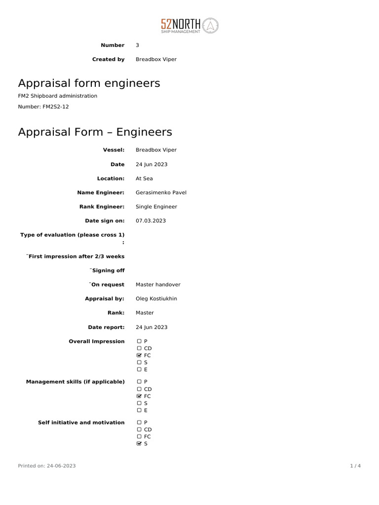 Appraisal Form Engineers 3 | PDF