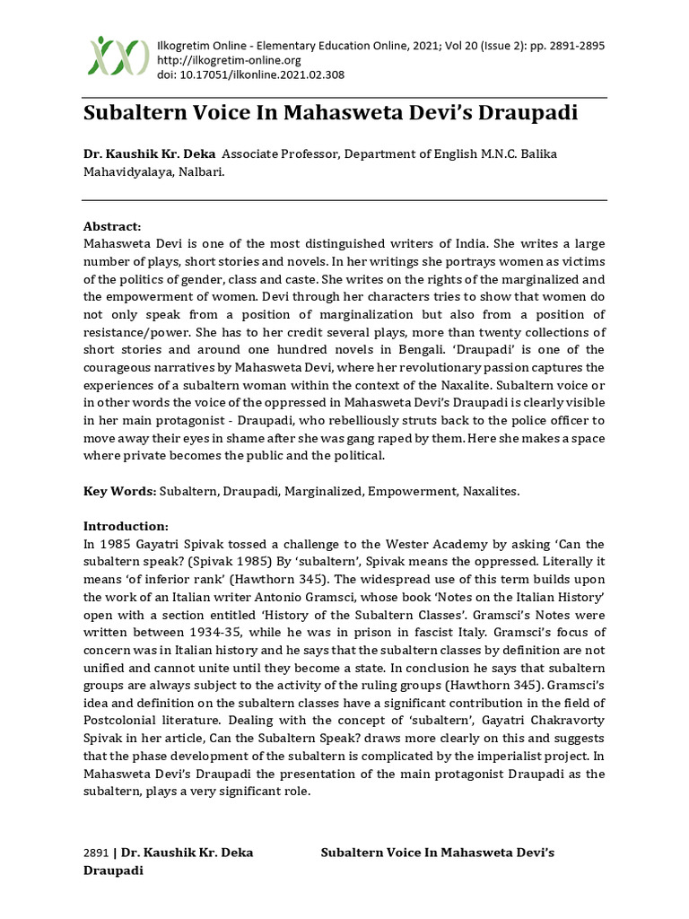 Draupadi by Mahasweta Devi | PDF