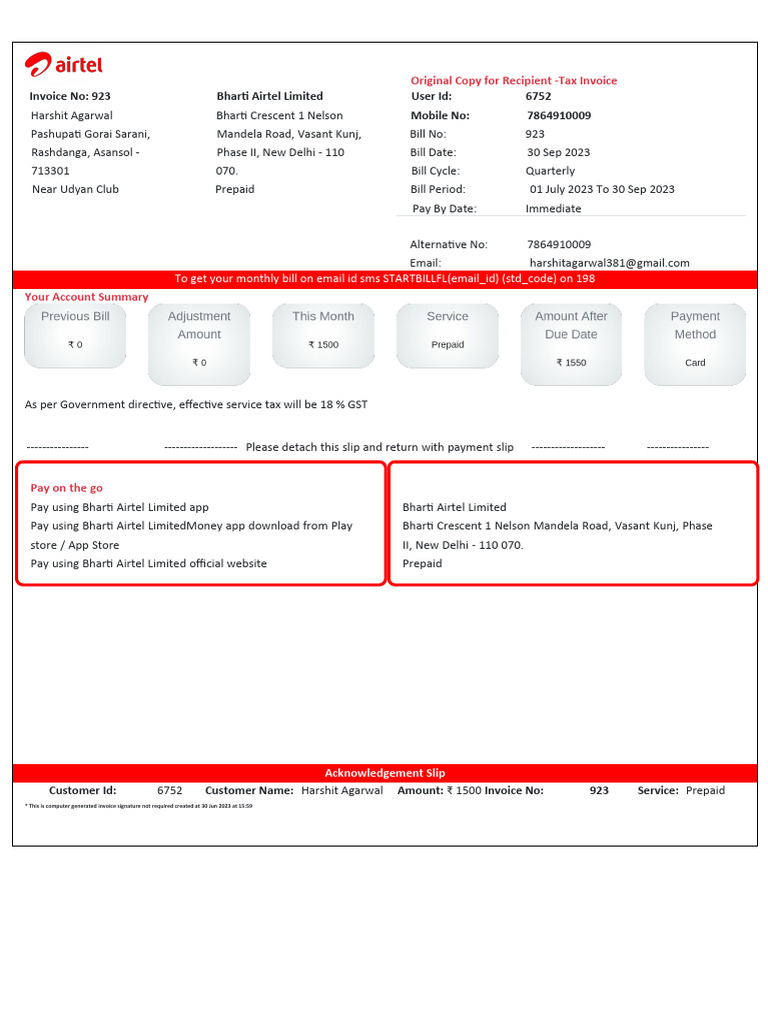 Recharge Receipt Template 1 | PDF | Invoice | Receipt