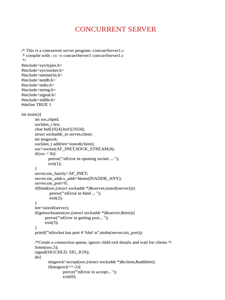 Dms - 6553208c6c32aconcurrent Server | PDF | Network Architecture | Internet Architecture