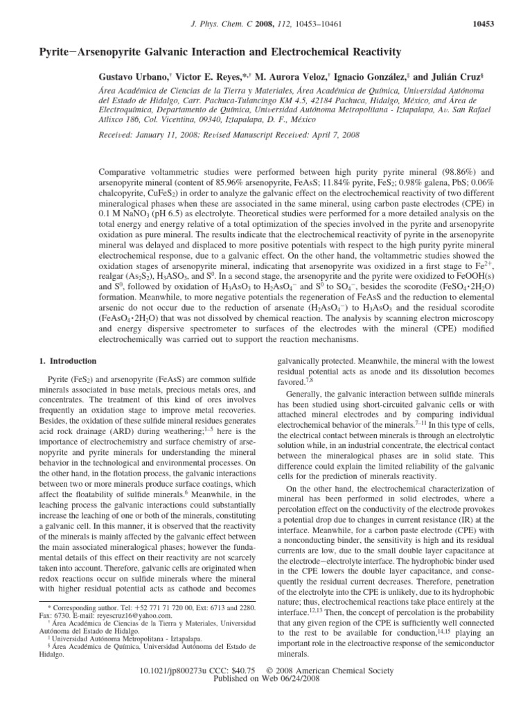 Pyrite Arsenopyrite Galvanic Interaction-72044675 | PDF ...