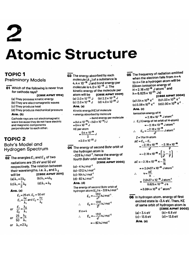Atomic PYQ | PDF