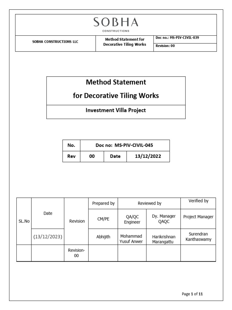 Decorative Tiling Method Guide | PDF | Specification (Technical ...