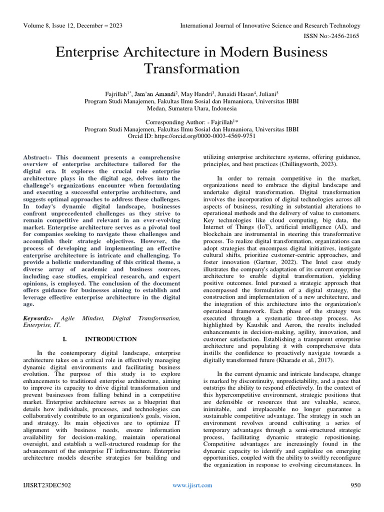Enterprise Architecture in Modern Business Transformation | PDF ...