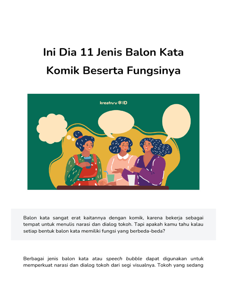 11 Jenis Balon Kata Komik Beserta Fungsinya | PDF