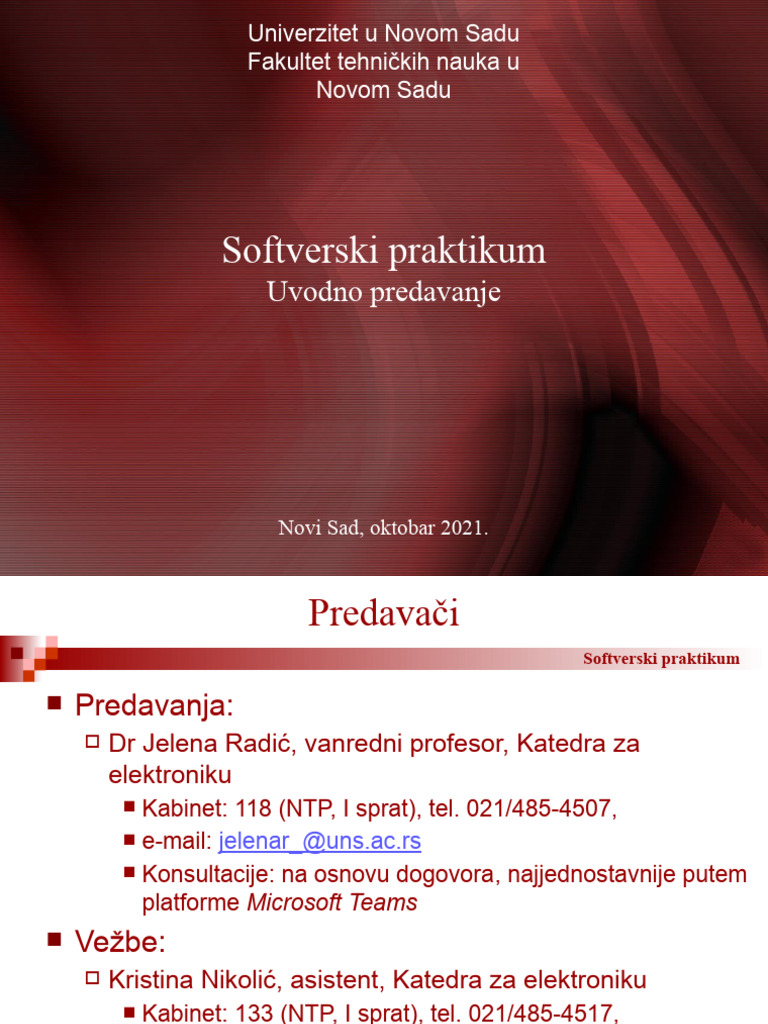 Softverski Praktikum Jelena Radic 2021 | PDF