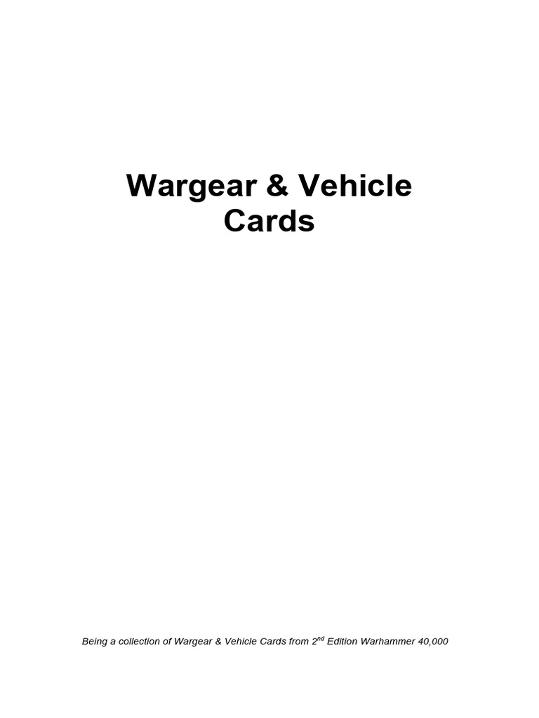 2nd Edition Warhammer 40K Wargear Cards | PDF | History