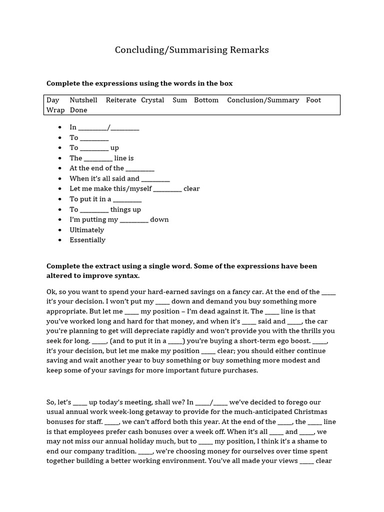 Concluding-Summarising Remarks | PDF