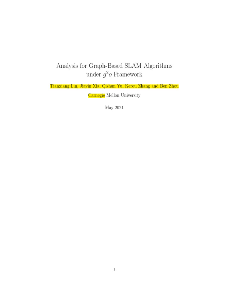 Analysis For Graph Based SLAM Algorithms Under G2o Framework | PDF | Algorithms | Applied ...