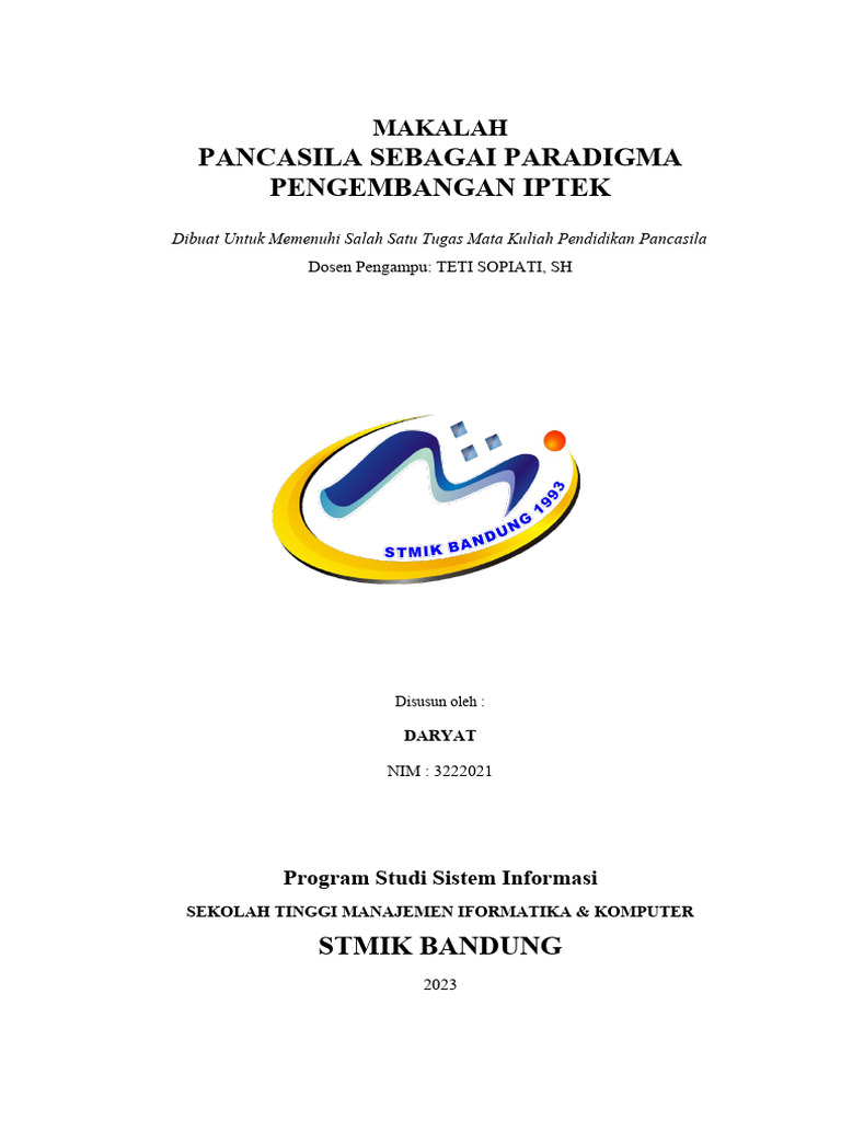 Makalah Pancasila Sebagai Paradigma Pengembangan Iptek | PDF
