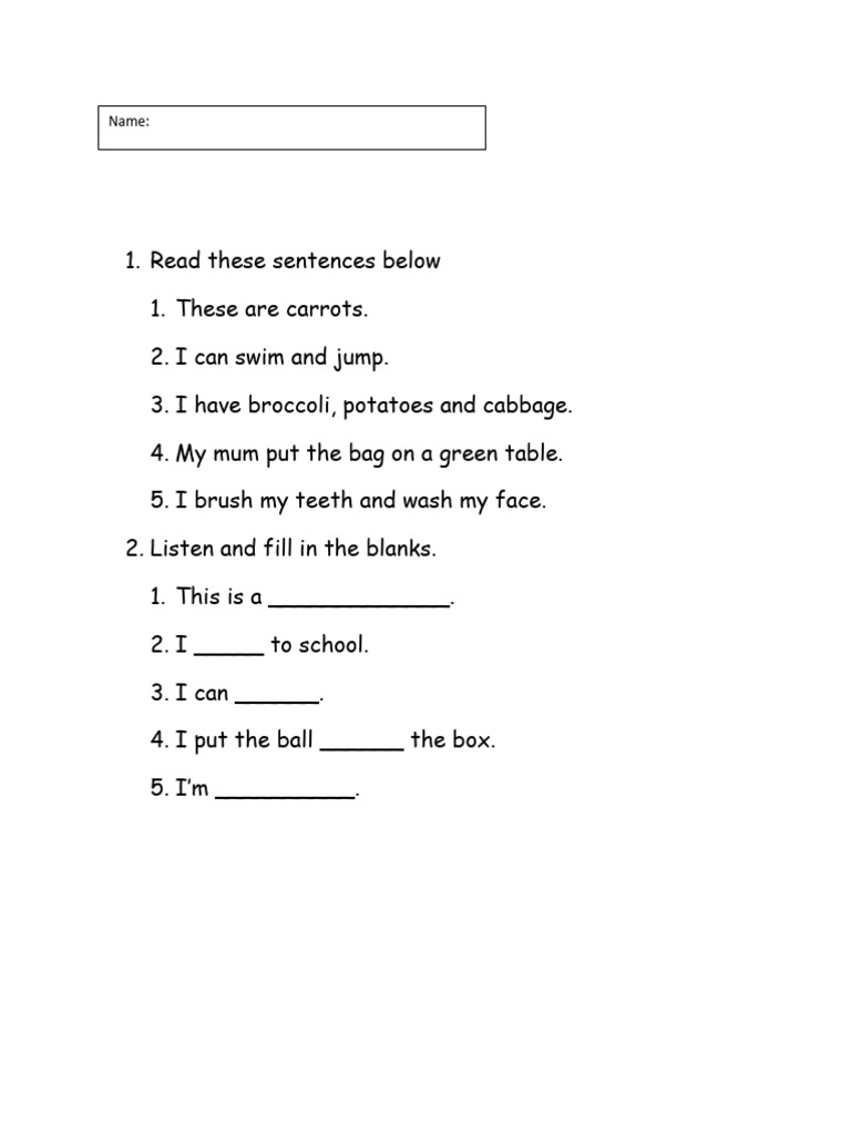 Read These Sentences Below | PDF | Language Arts & Discipline
