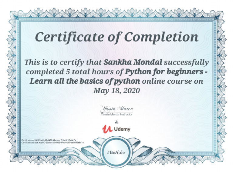 Python for beginners certificate | PDF