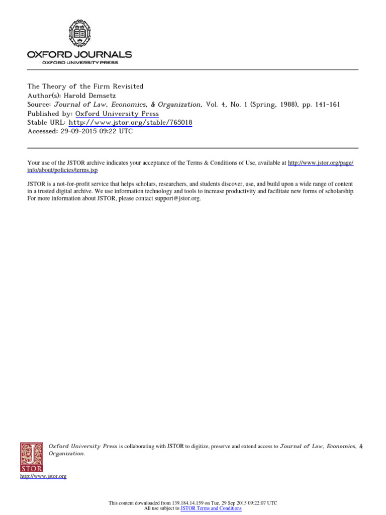 4 Harold-Demsetz-The-Theory-of-the-Firm-Revisited-1988 | PDF ...