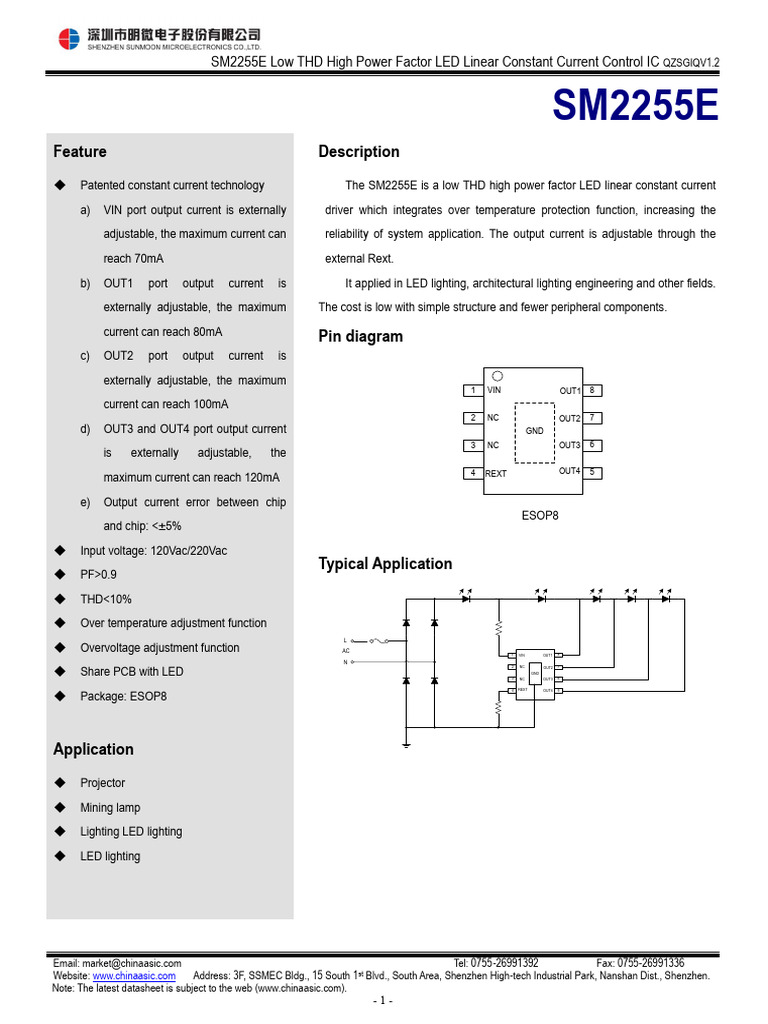 Shenzhen Sunmoon Micro SM2255E - C881537 | PDF | Integrated Circuit ...