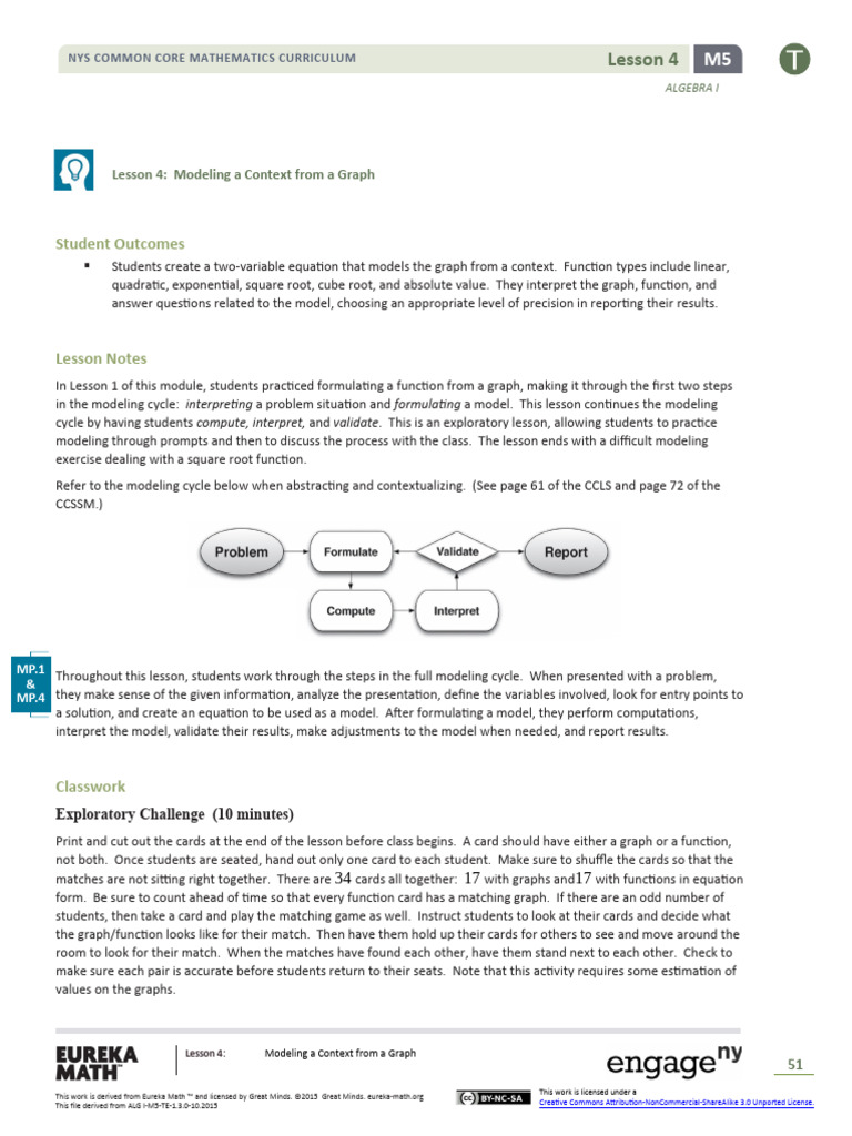 Algebra I m5 Topic B Lesson 4 Teacher | PDF | Teaching Methods & Materials