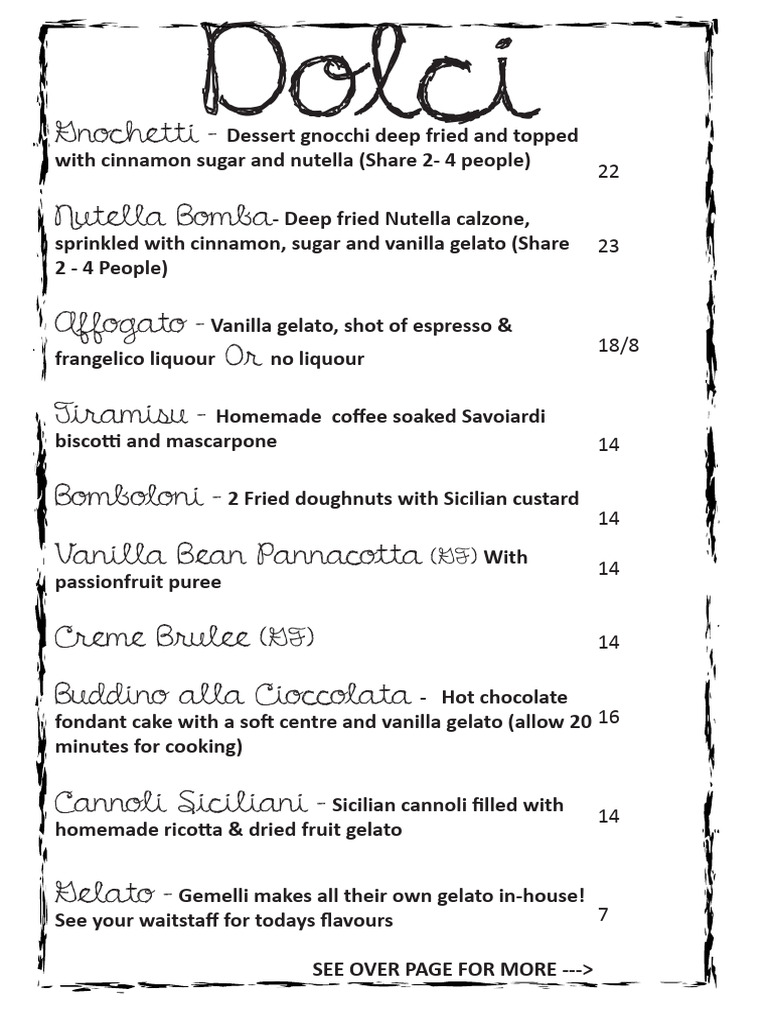 Dessert Menu Highlights | PDF