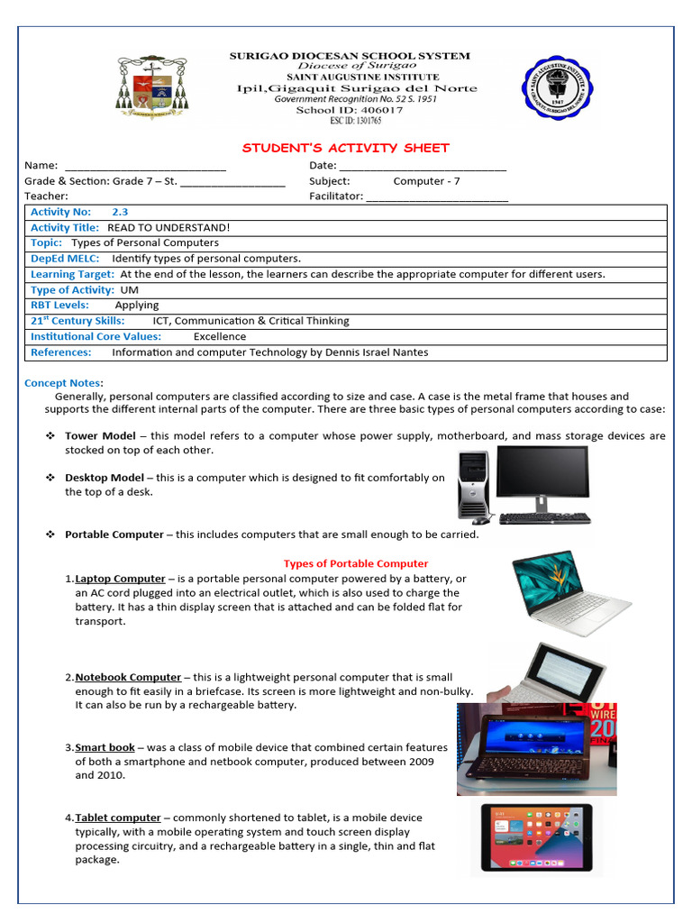 Com7 Act 2.3 | PDF | Personal Computers | Laptop