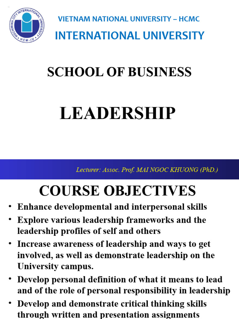 Leadership Course Overview and Objectives | PDF | Leadership ...
