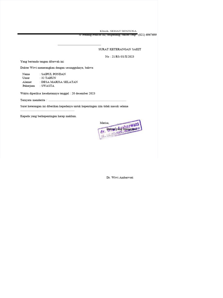 PDF Surat Dokter Plus Cap | PDF