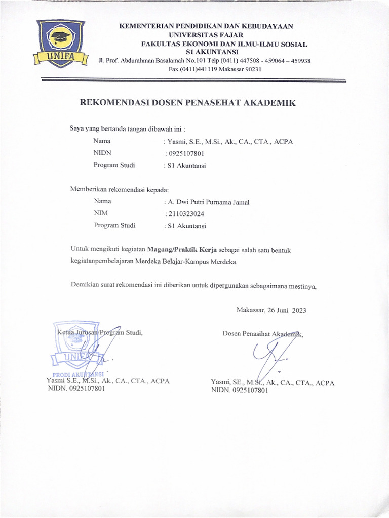 Rekomendasi Dosen Penasihat | PDF Rekomendasi Dosen Penasihat | PDF