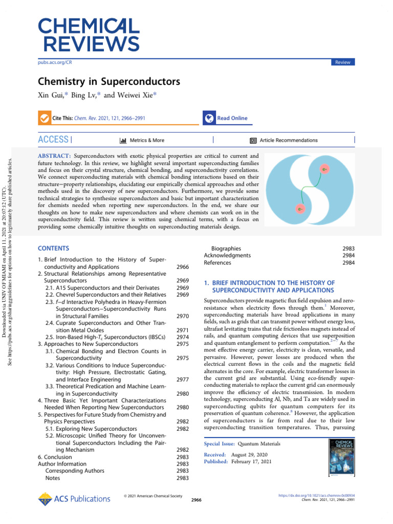 Chemistry in Super Conductors | PDF | Superconductivity | High Temperature Superconductivity