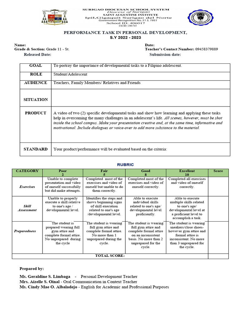PT 2023 | PDF | Rubric (Academic) | Cognition