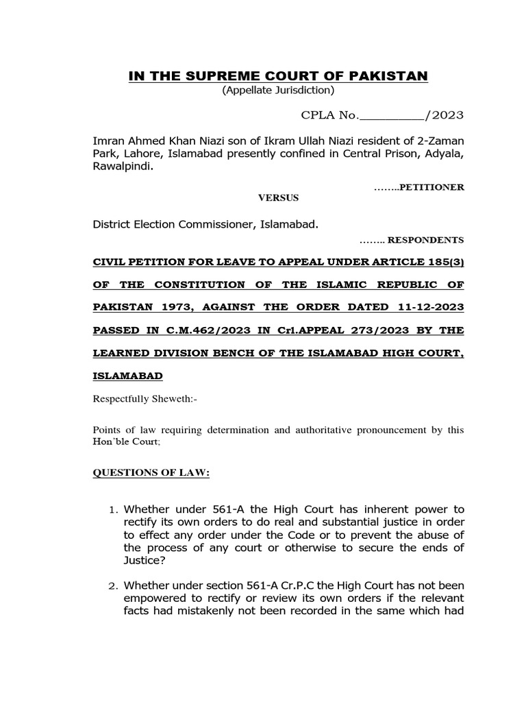 Supreme Court Petition on Election Disqualification | PDF | Judgment ...