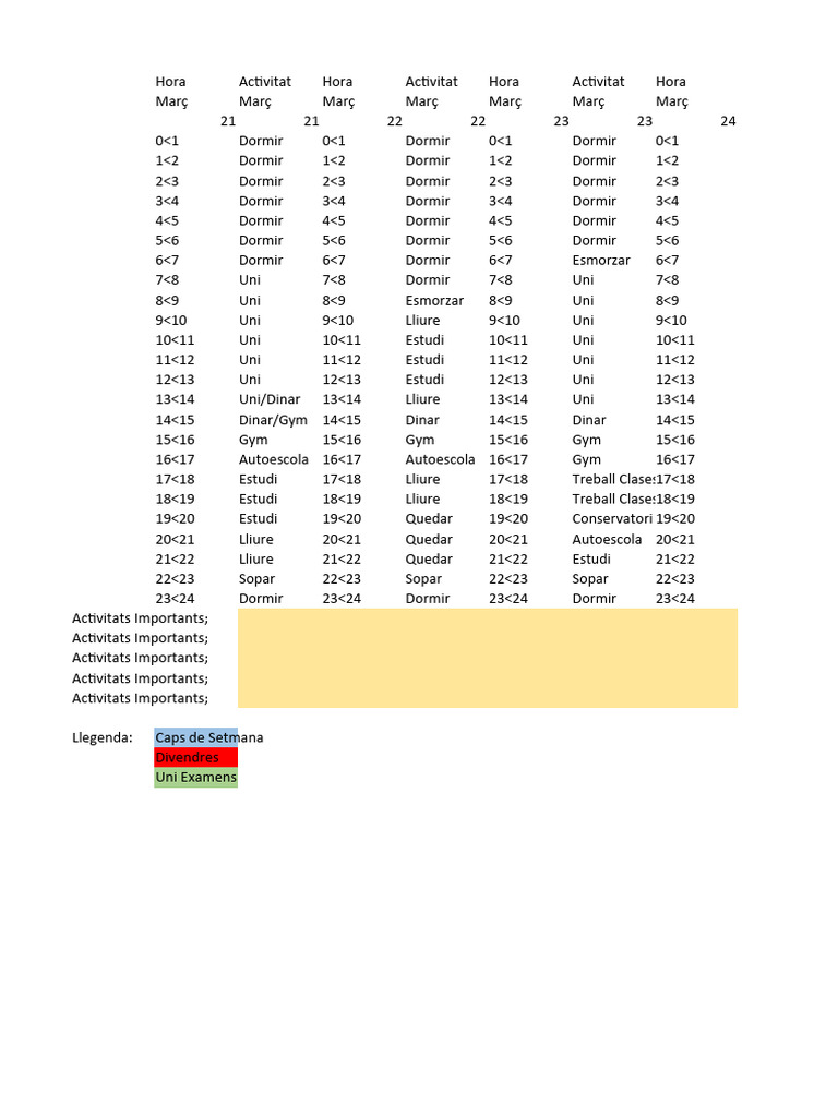 Horari | PDF