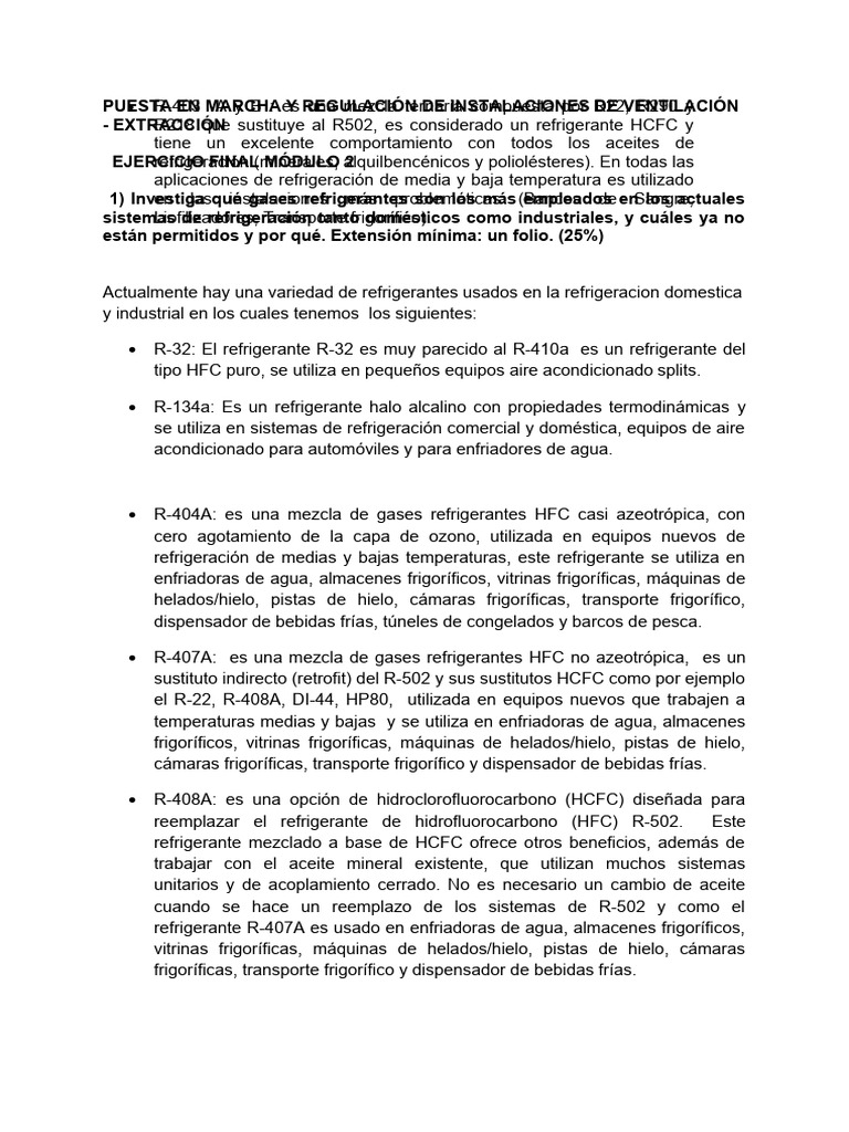 Ejercicio Modulo 2 | PDF | Refrigerador | Aire acondicionado