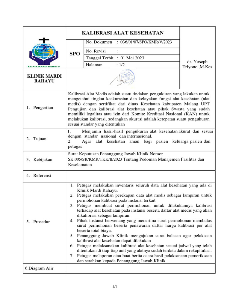 TKK 3.10.1.1. Sop Kalibrasi Alkes | PDF