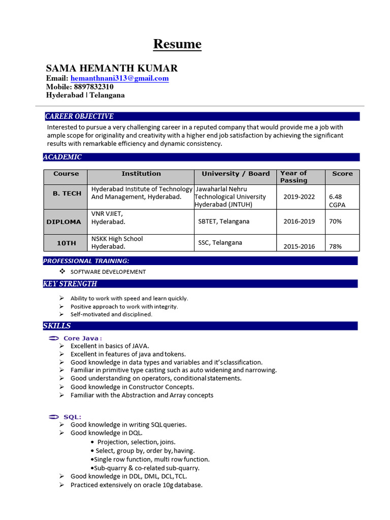 Hemanth CV | PDF