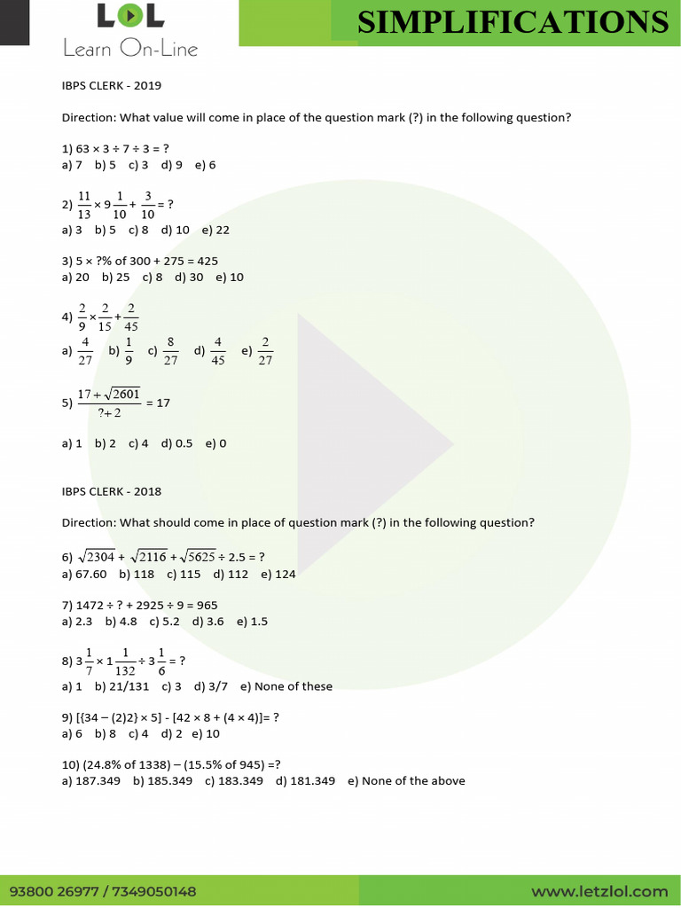 Simplifications (1) | PDF | Applied Mathematics | Mathematics