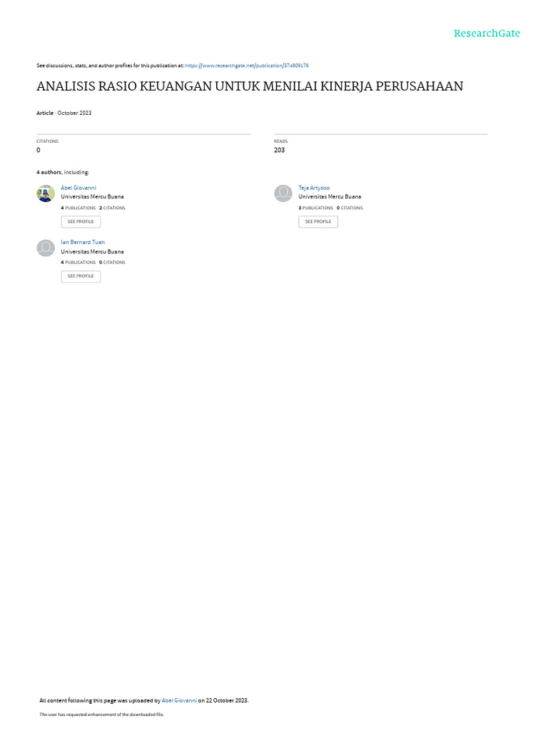 Analisis Rasio Keuangan Untuk Menilai Kinerja Perusahaan: October 2023 ...