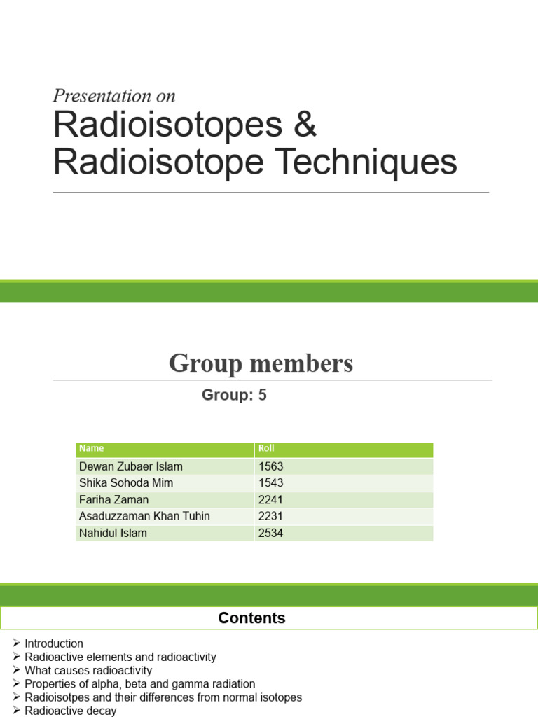Radioisotopes: Properties and Techniques | PDF | Radioactive Decay ...