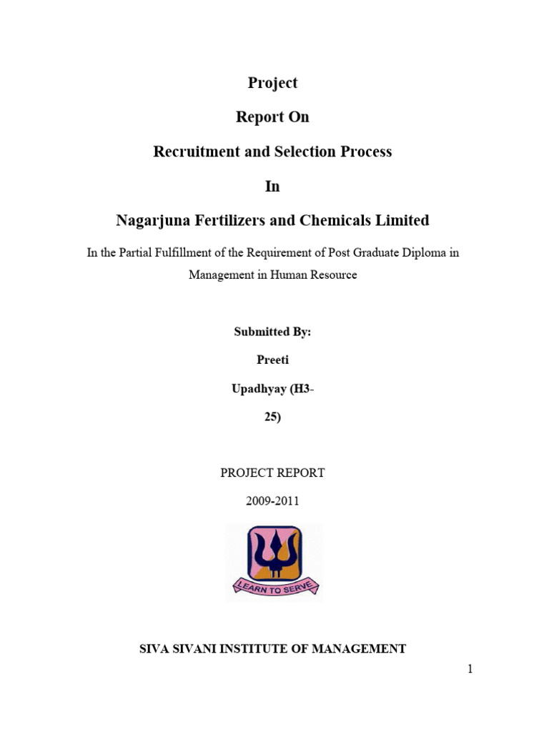 Project Report On Recruitment and Selection by Preeti | PDF | Recruitment | Human Resources