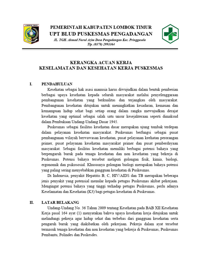 Kak K3 PKM Pengadangan | PDF | Sains & Matematika